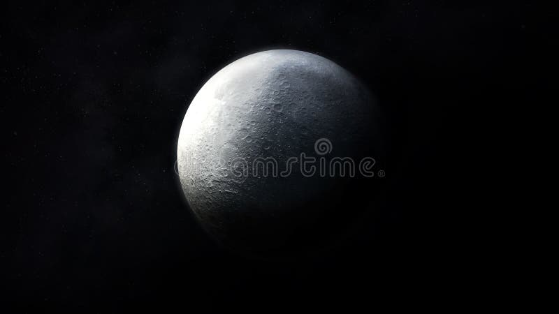 Dark Gray Image of a Half-illuminated Moon in Space. Stock Illustration ...