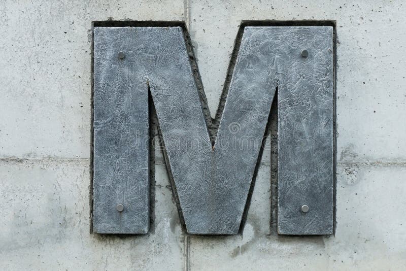 Dark Gray Letter M on Concrete Background Stock Photo - Image of dirt ...