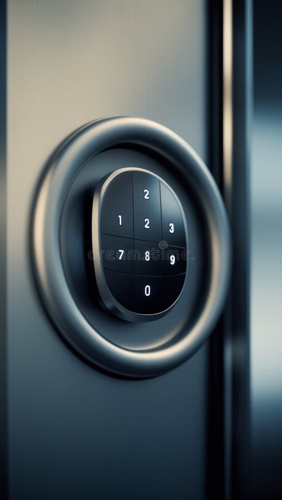 Dark Gray Metallic Panel Modern Numeric Keypad Black Buttons Numbered ...