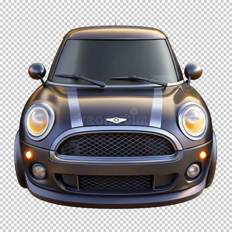 Dark Gray Mini Cooper Front View Isolated on a Transparent Background ...