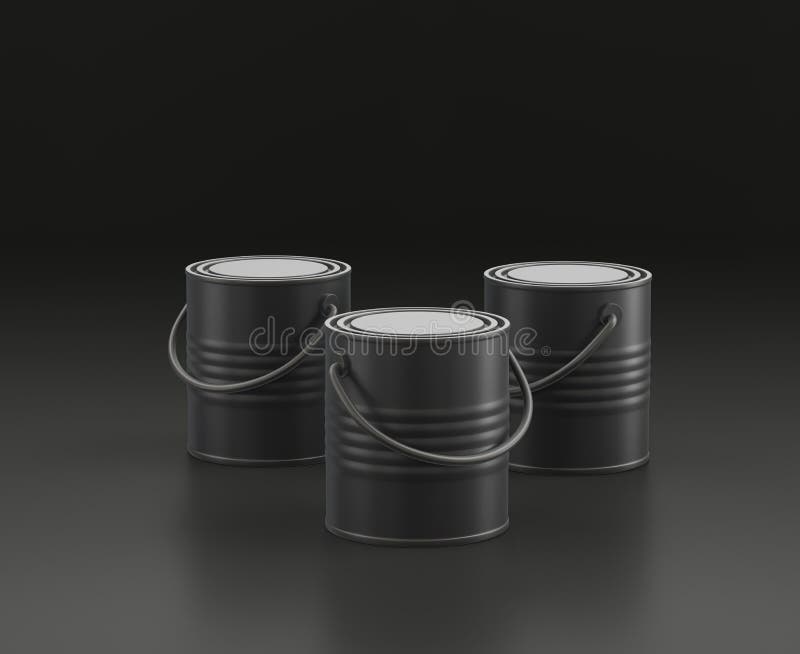 Dark Gray Paint Can on Black Background, Single Color Workshop Tool, 3d ...