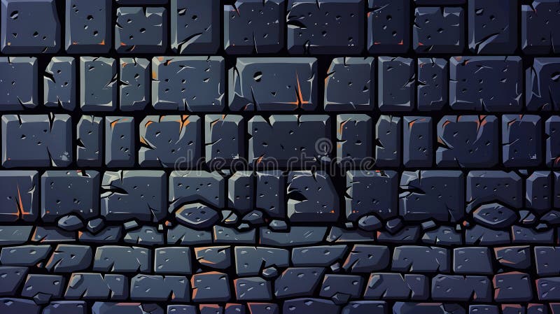 Dark Gray Pixel Art Brick Wall Texture for Game Background Rough Stone ...