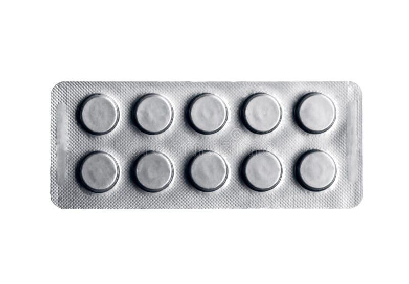 Gray Rectangular Blister for Ten Round Tablets Isolated on White Stock ...