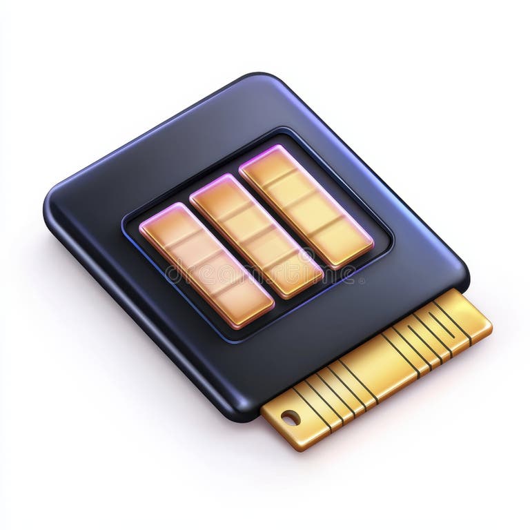 Dark Gray Rectangular Tech Component with Gold Inserts Stock ...