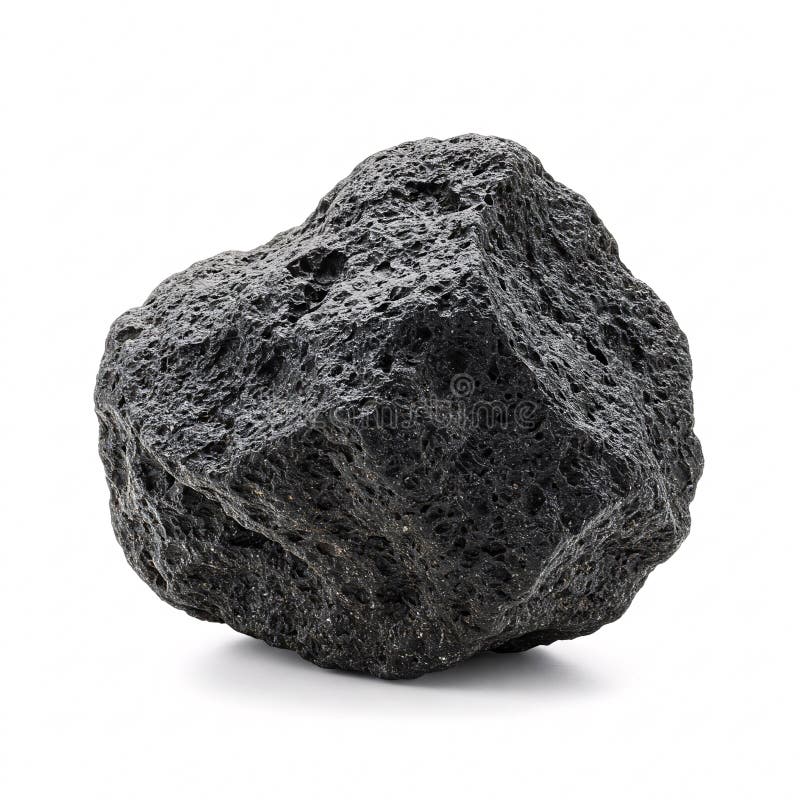 A Dark Gray, Rough Rock, Isolated on a White Background Stock ...