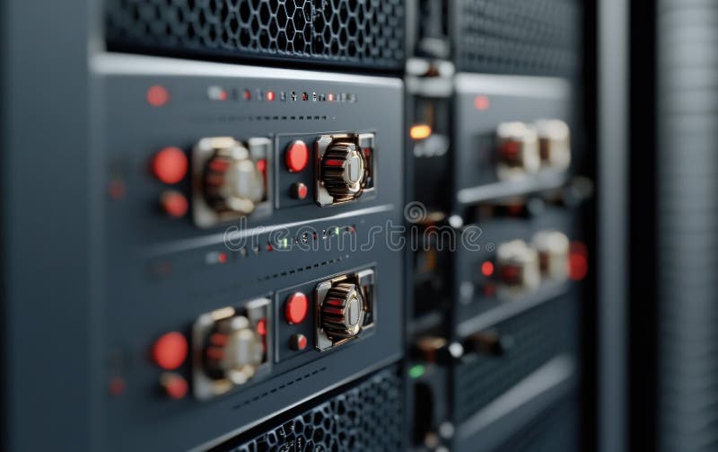 Dark Gray Server Rack with Red Indicator Lights Stock Illustration ...