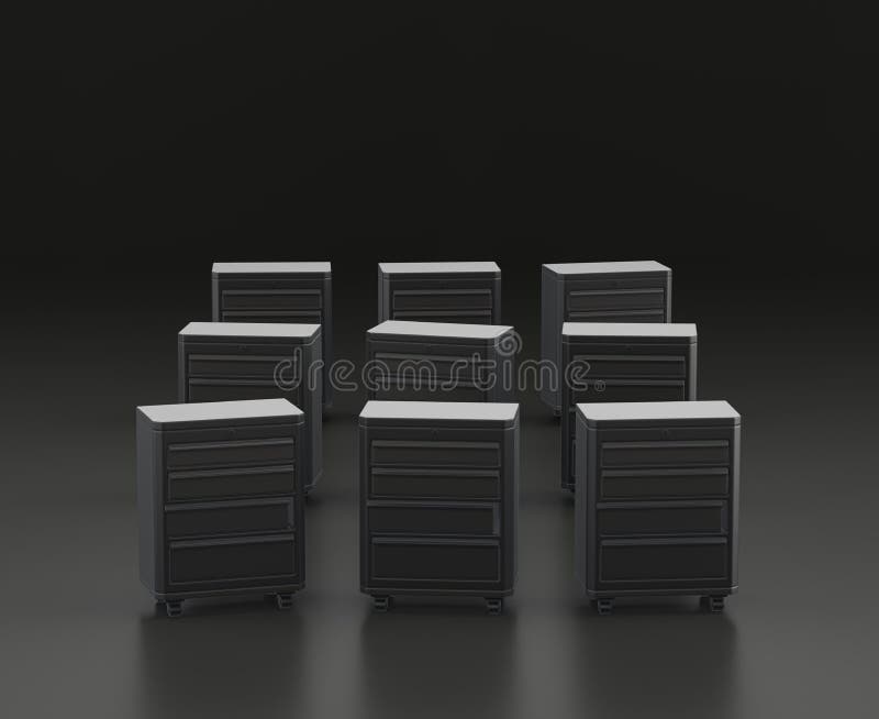 Dark Gray Shop Drawer on Black Background, Single Color Workshop Tool ...