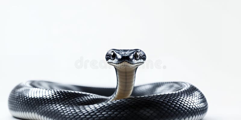Dark Gray Snake Coiled on White Background Stock Illustration ...