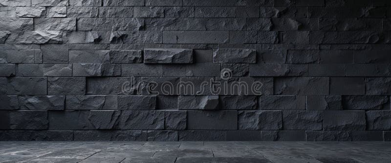 Dark Gray Stone Wall Texture Background Design. Stock Photo - Image of ...