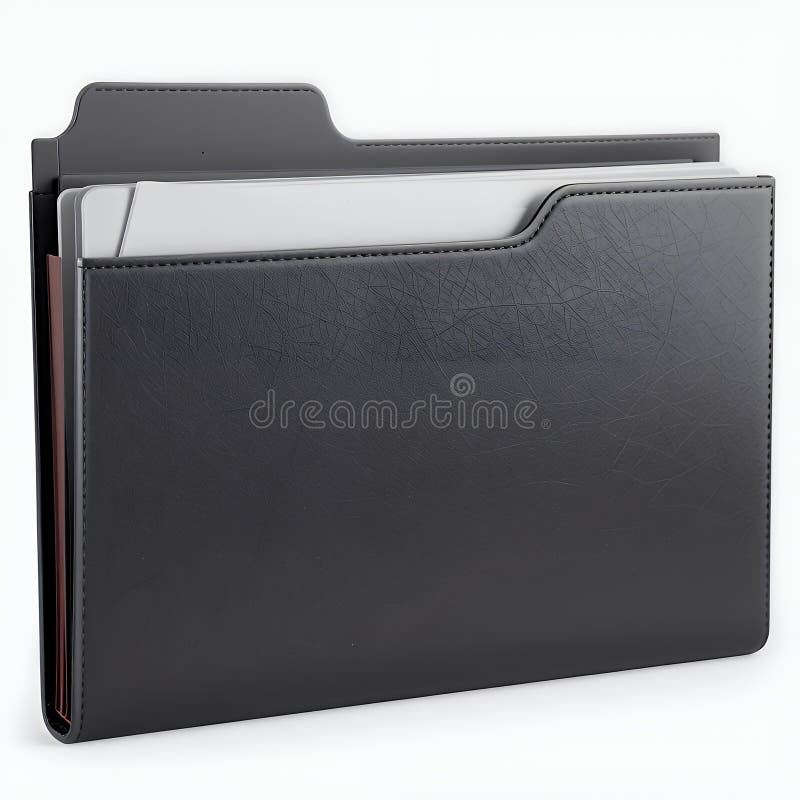 Dark Gray Textured File Folder with White Documents on White Background ...