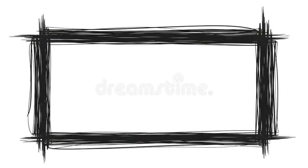 Sketchy Rectangle Frame with Rough Edges, Hand Drawn Style, Border ...