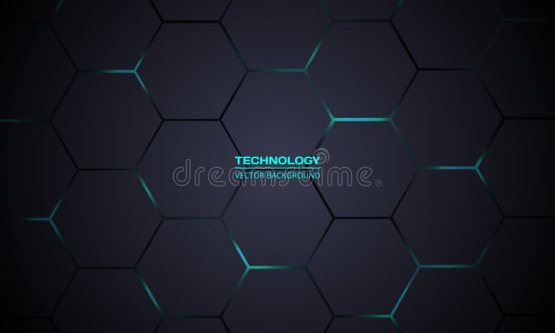 Dark Gray and Turquoise Hexagonal Abstract Technology Background. Stock ...