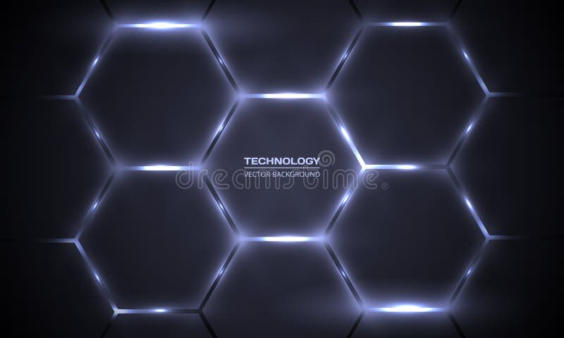 Dark Gray and White Hexagonal Technology Abstract Background. Stock Vector - Illustration of ...