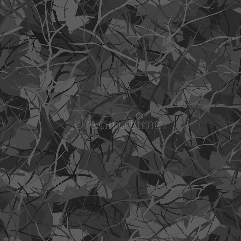 Dark Grayscale Military Vector Leaves Repeating Floral Seamless Pattern ...