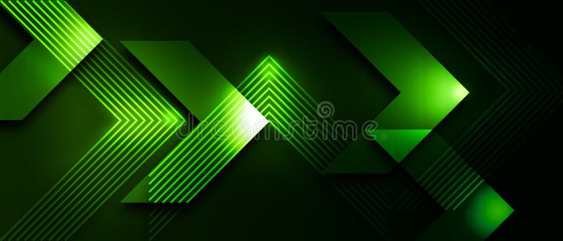 Dark Green Abstract Background with Glowing Triangle Geometric Lines ...