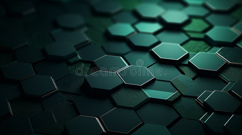 Dark Green Abstract Background, Textured by Hexagons. Perforated with ...