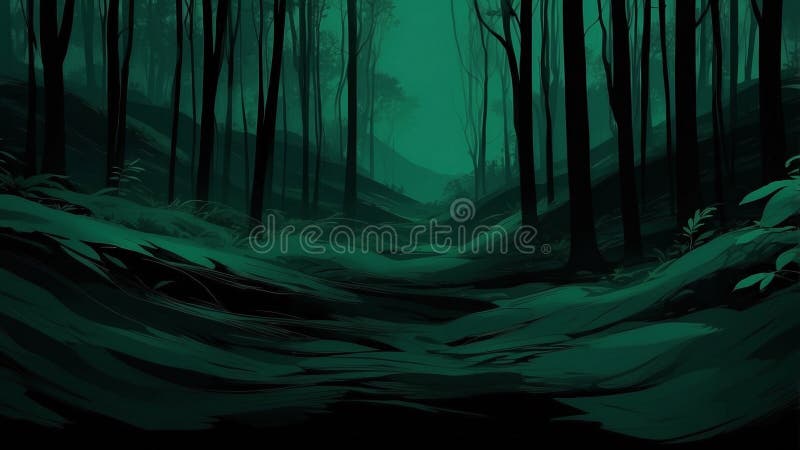 Dark Green Abstract Forest Illustration. AI Generated Stock ...