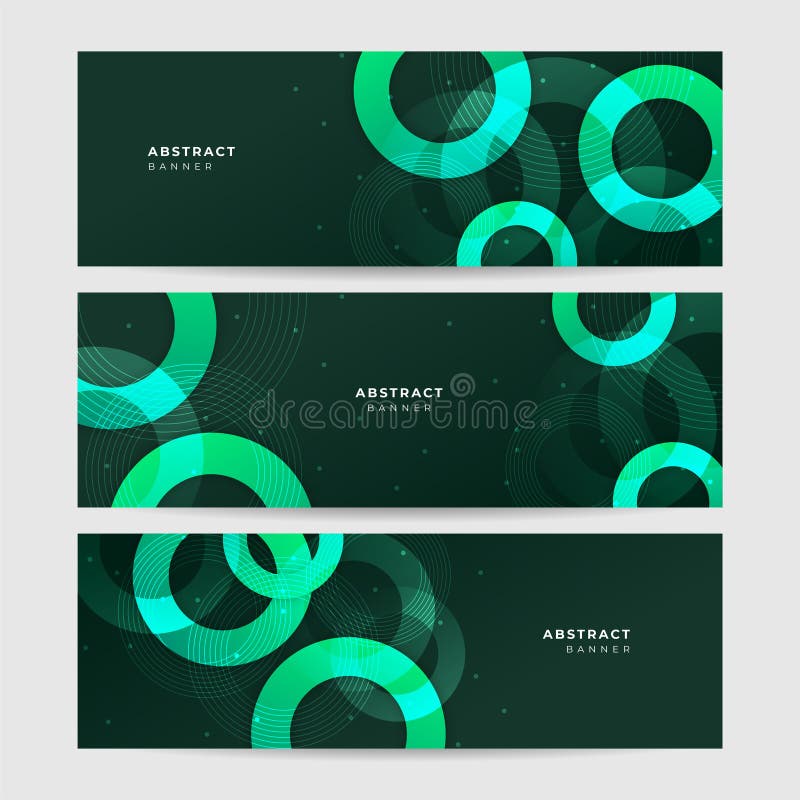 Dark Green Abstract Vector Business Long Banner Template. Horizontal ...