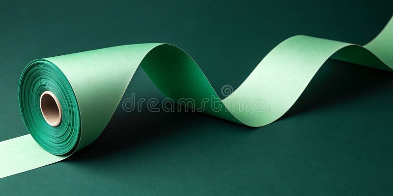 Dark Green Backdrop with Flowing Green Paper Roll Stock Illustration ...
