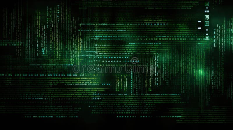 Dark Green Background with Computer Code Stock Illustration ...