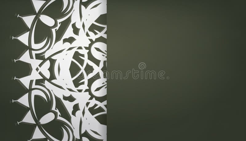 Dark Green Banner with a Luxurious White Pattern and a Place for Your ...