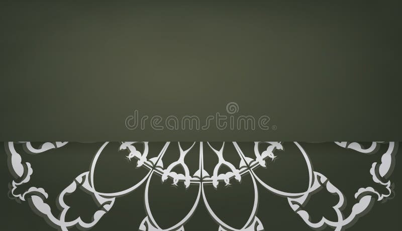 Dark Green Banner Template with Abstract White Pattern and Place Under ...