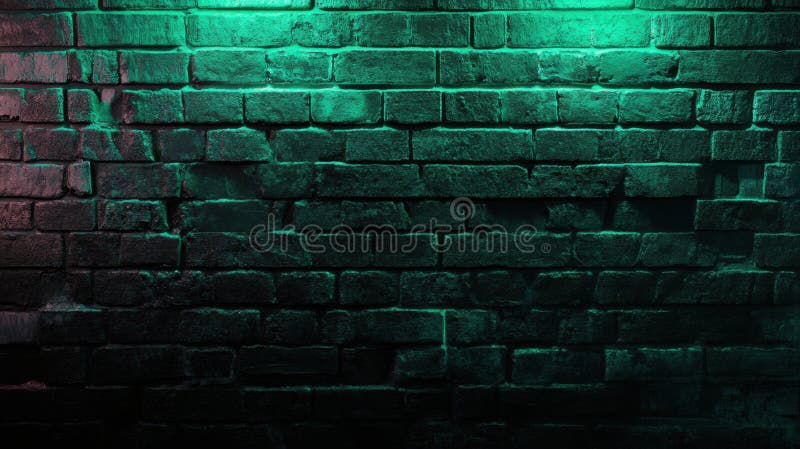 Dark Green Brick Wall with Moody Industrial Lighting. Dramatic Texture ...