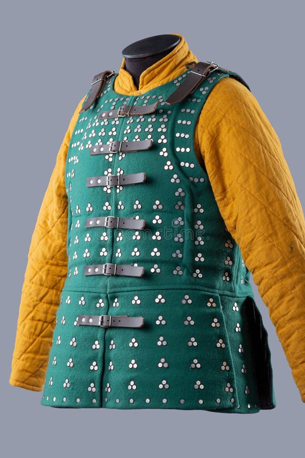 Dark Green Brigandine Armor with Studded Pattern. Stock Photo - Image of armor, costume: 372130958