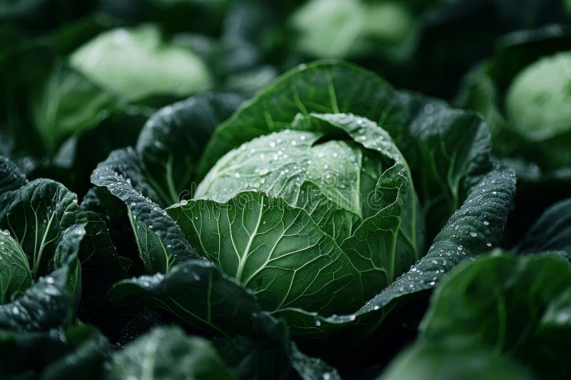 Dark Green Cabbage Growing in the Farm Stock Illustration - Illustration of green, rural: 373854260