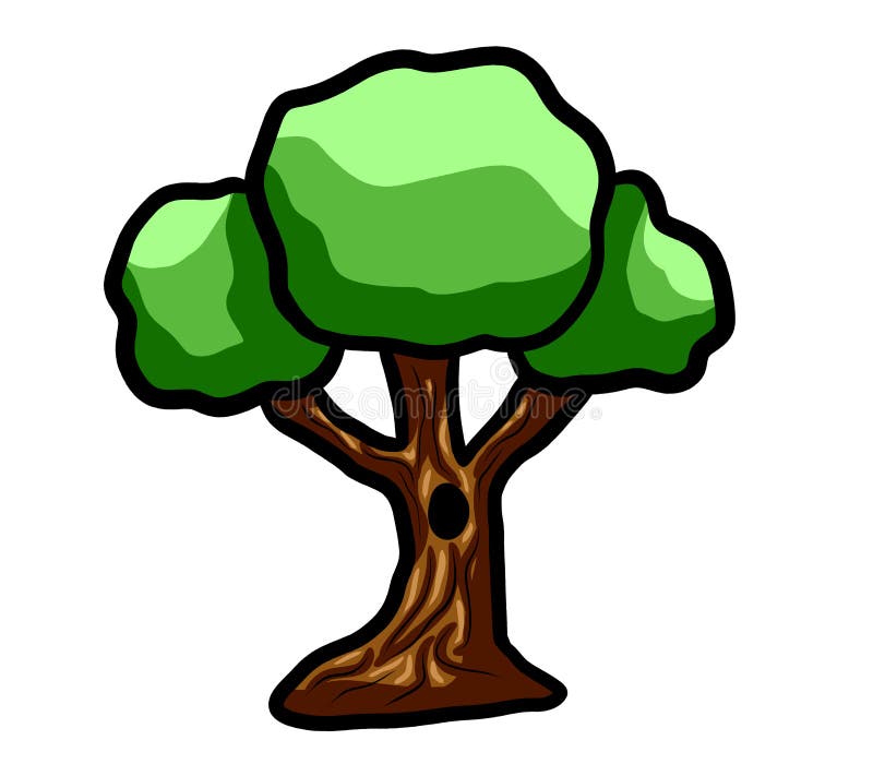 Dark Green Cartoon Fantasy Tree Stock Illustration - Illustration of ...