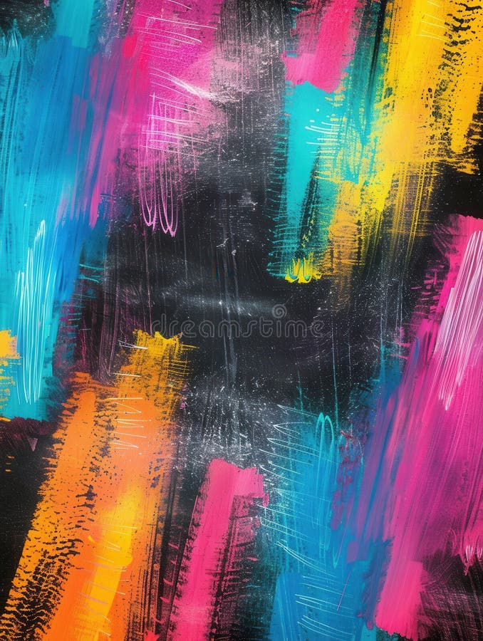 A Dark Green Chalkboard Features Splashes of Vibrant Colors, Creating ...