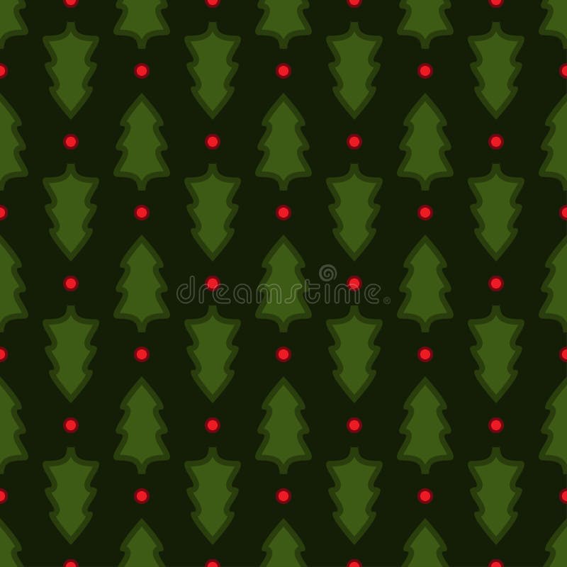 Dark Green Christmas Fir Tree Seamless Pattern Stock Vector ...