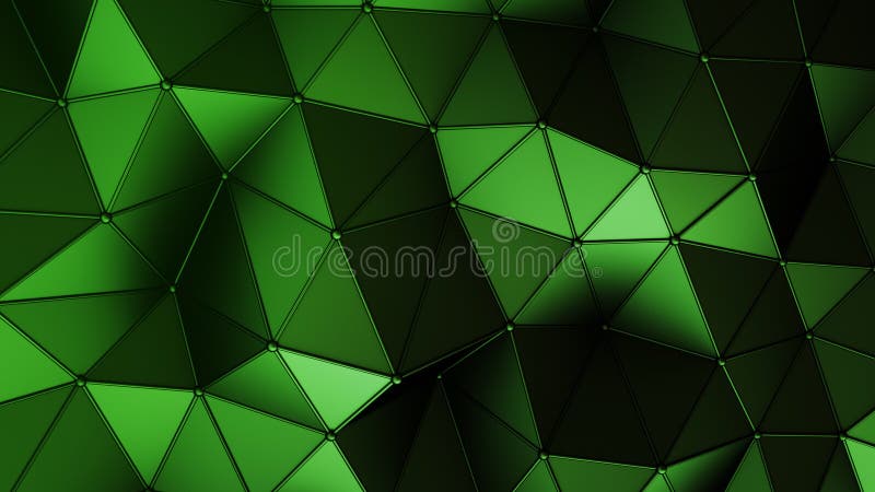 Dark Green Construction with Lines and Low Poly Shape 3D Illustration ...