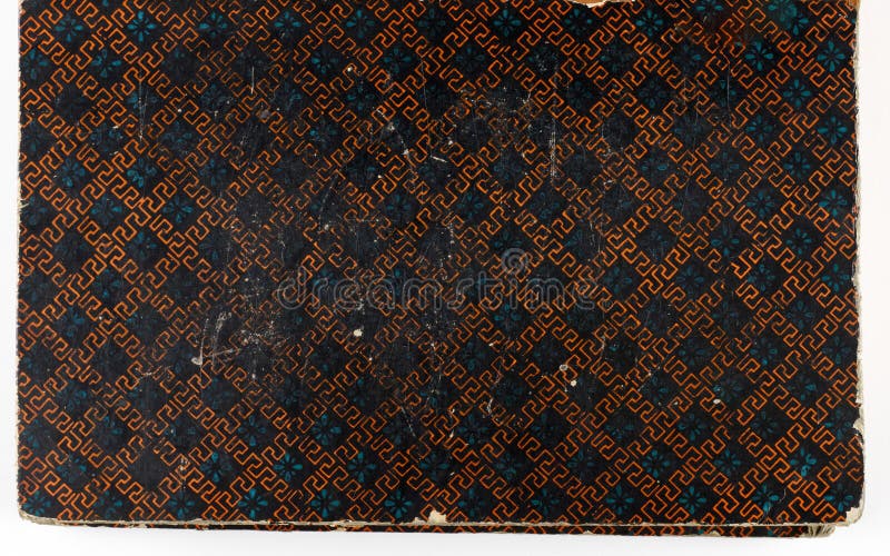 Dark Green Cover with a Repeating Orange Pattern from an Old, Worn Book ...