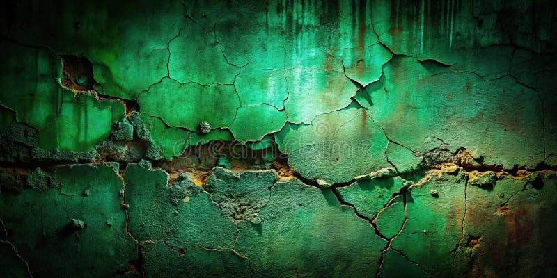 Dark Green Cracked Concrete Wall Texture a Grungy Distressed Background ...