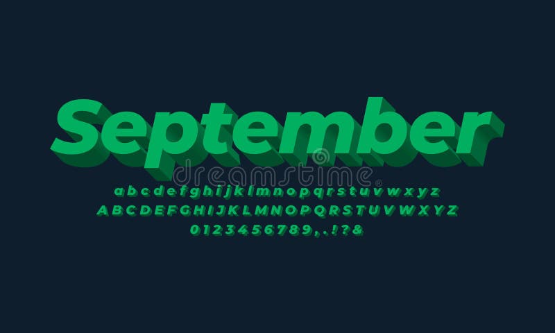 Dark Green 3d Font Effect or Text Effect Design Alphabet Stock Vector ...