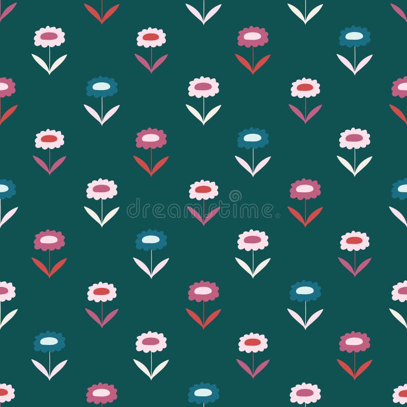 Dark Green Daisy Geometric Polka Dot Seamless Repeating Pattern Stock ...