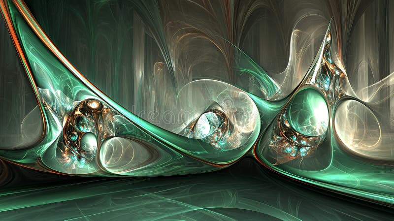 A Dark Green Digital Vortex Features a Swirling Energy Pattern, Creating a High-tech Atmosphere ...