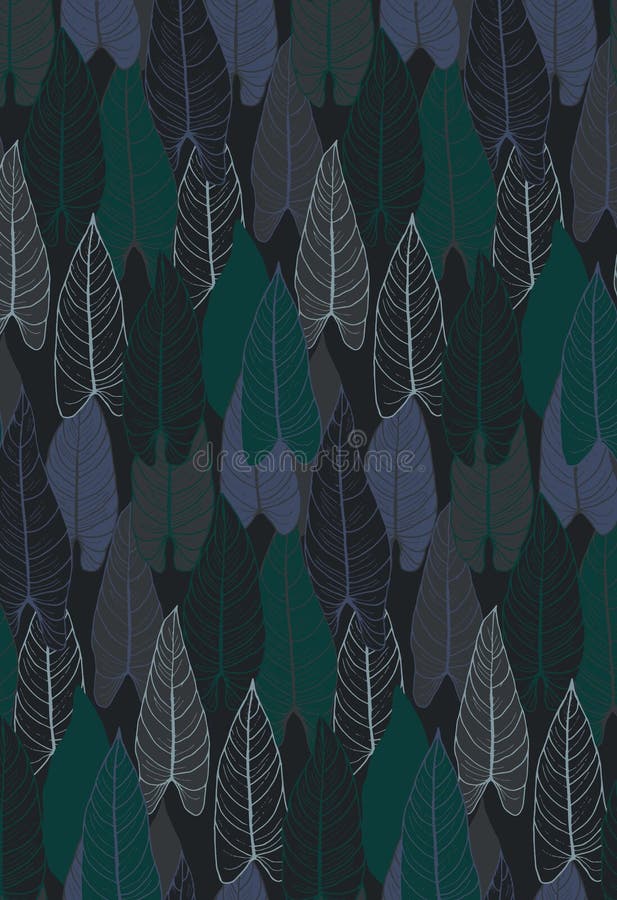 Dark Green Exotic Tropical Leaves Pattern with Large Palm Texture Dark ...