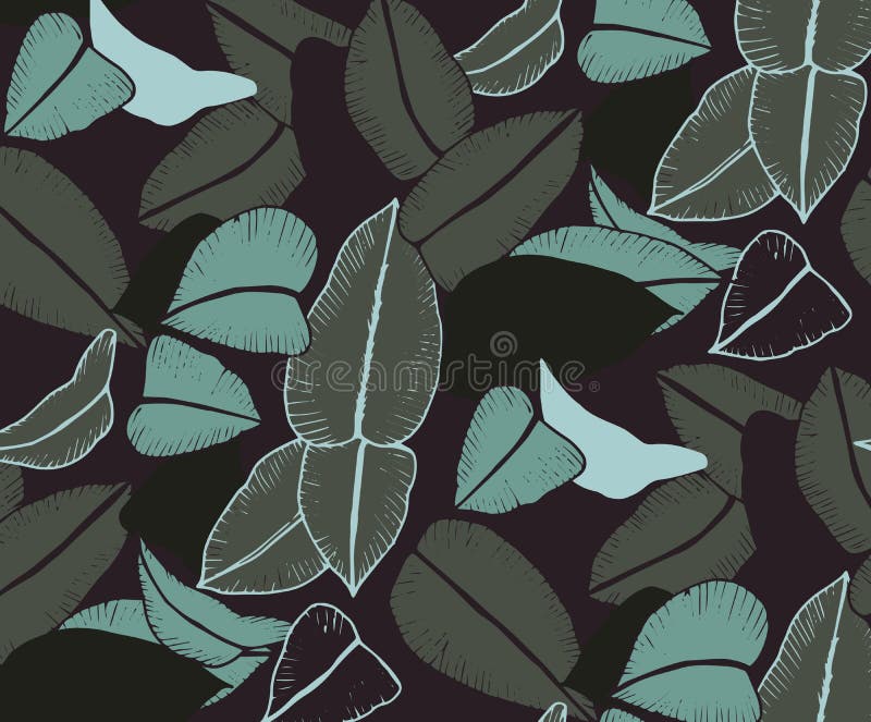 Dark Green Exotic Tropical Leaves Pattern with Large Palm Texture Dark ...