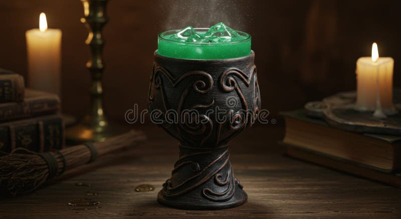 Dark Green Fantasy Potion in Ornate Goblet Stock Illustration ...