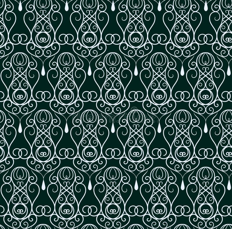 Dark Green Flourish Ornament Pattern Abstract Vector Stock Vector ...