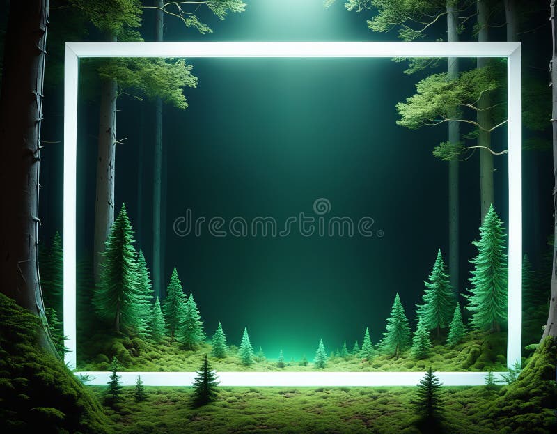 Dark Green Forest with Empty Floor, 3d Rendering Dark Green Forest with ...