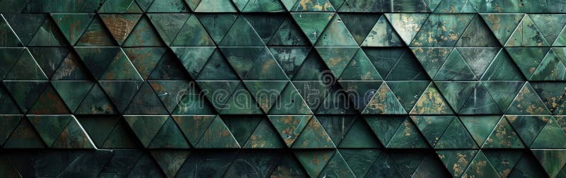 Abstract Dark Green Fluted Triangles Mosaic Texture Background Stock ...