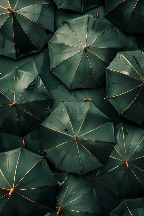 Dark Green and Gold Patterned Umbrellas for Stylish and Elegant ...