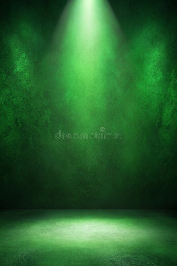 Dark Green Studio Room with Spotlight Stock Illustration - Illustration ...