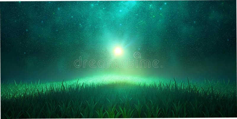 Dark Green Grass Gradient with Abstract Light Ambiance at Twilight ...