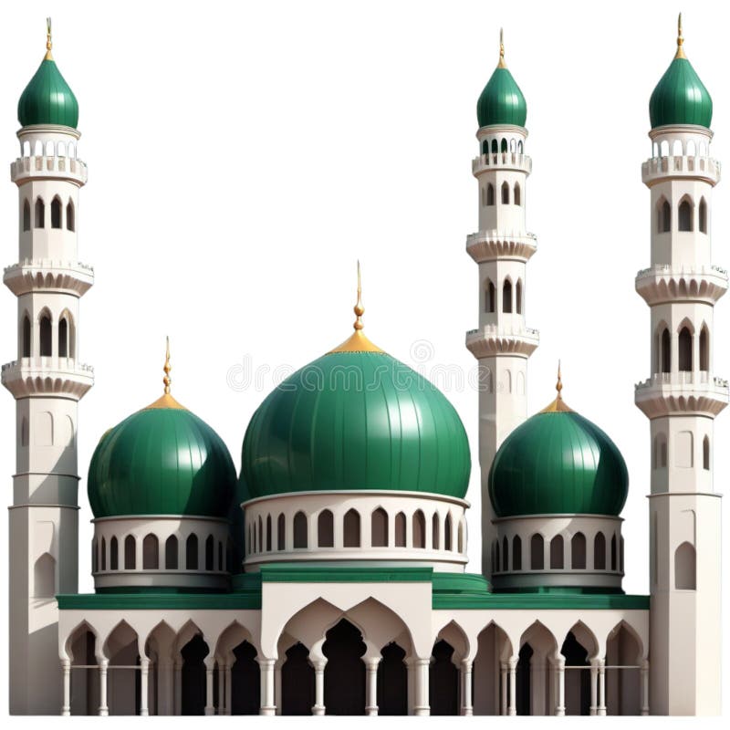 Dark Green Islamic Mosque Isolated on White Background Stock ...