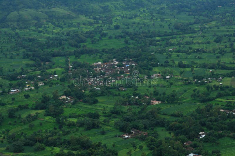 Dark Green Landscape of Indian Village Satara Stock Image - Image of ...