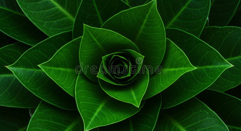 Dark Green Leaves Spiral Pattern Close Up Stock Illustration ...